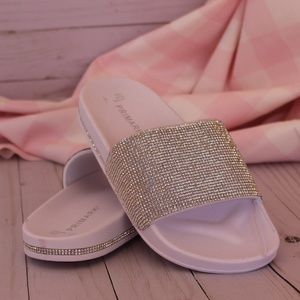 Primark | Shoes | White Rhinestone Slide Sandals | Poshmark